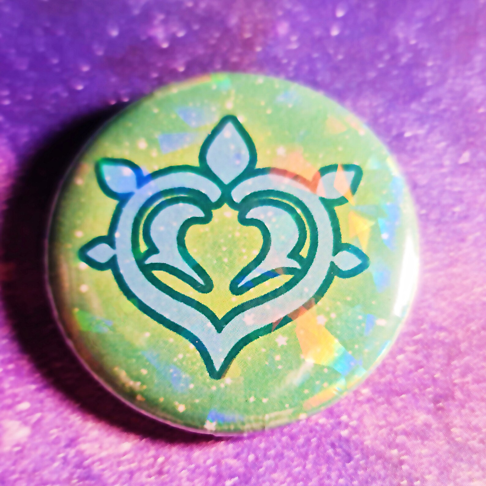 Holographic Genshin Element Pin Button Badges | Etsy