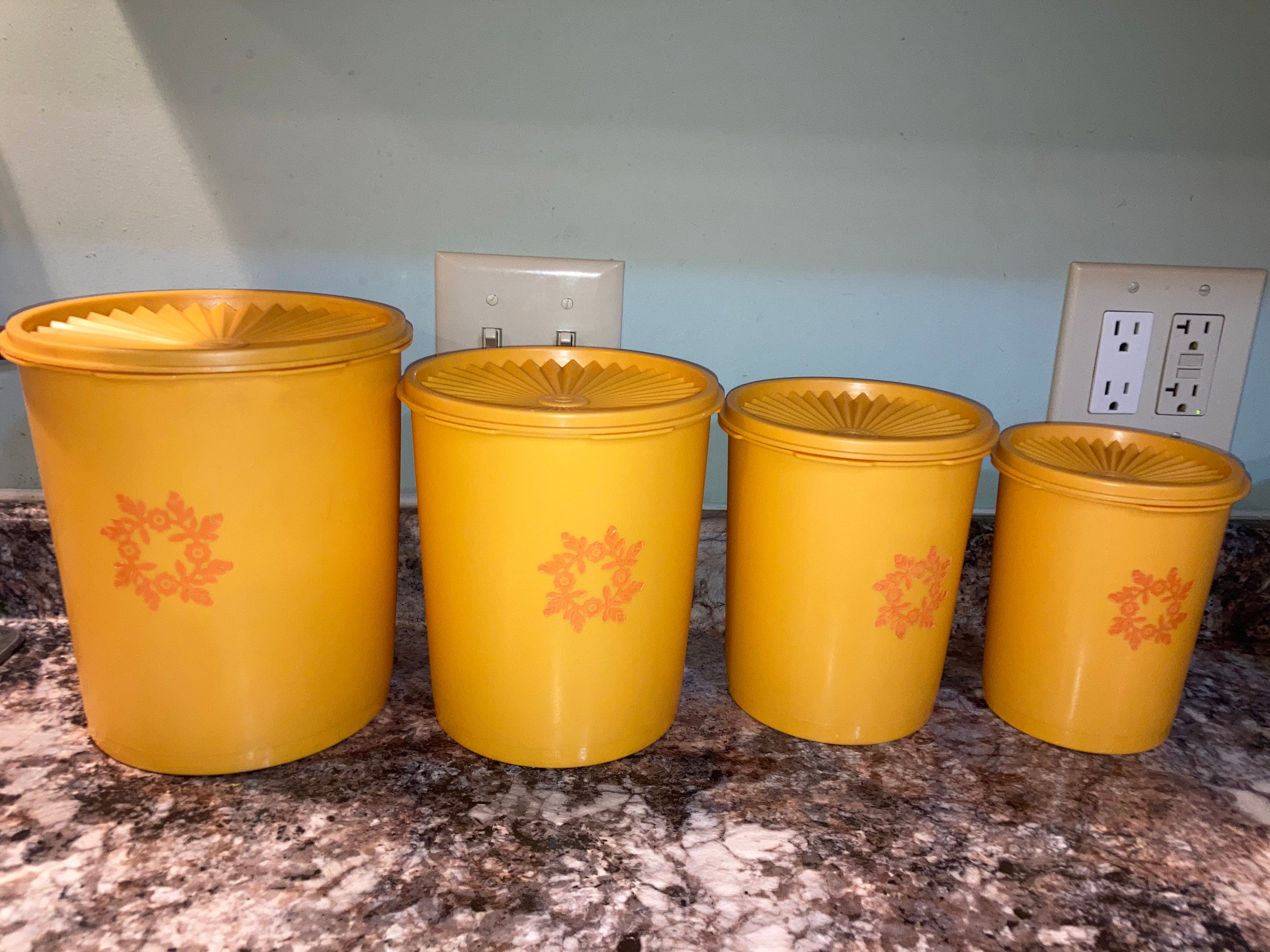 Vintage Golden Yellow Tupperware Canister Set of Four With Lids Retro ...