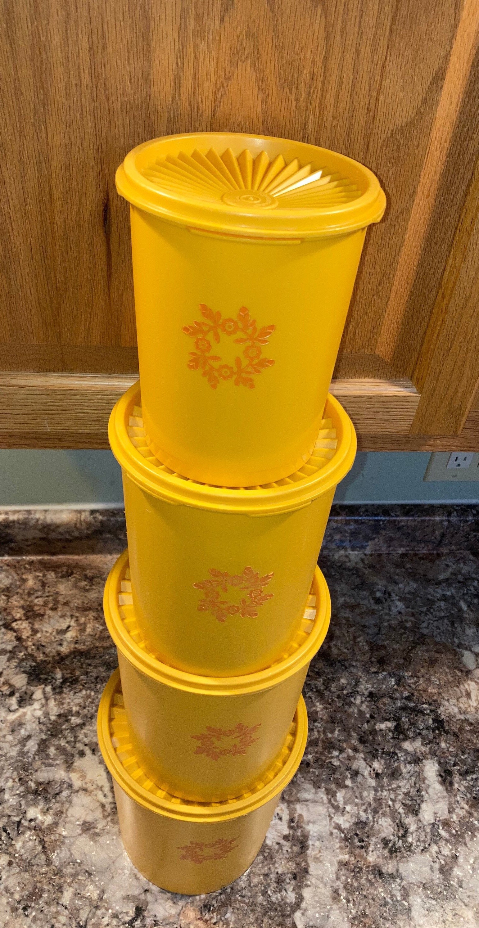 Vintage Golden Yellow Tupperware Canister Set of Four With Lids Retro ...