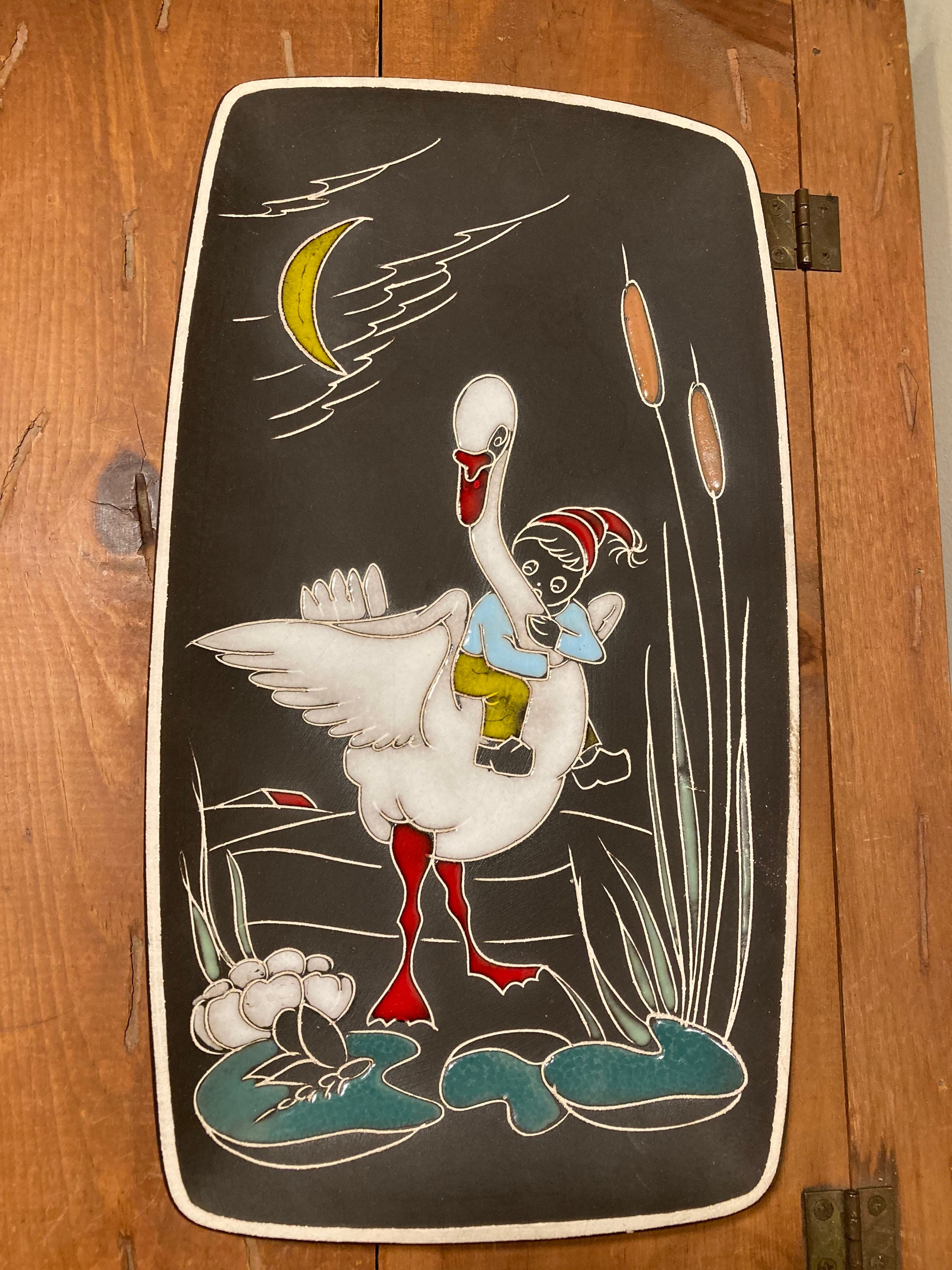 Swedish Norwegian Nils Holgersson Ceramic Wall Art Plate Hanging Art ...