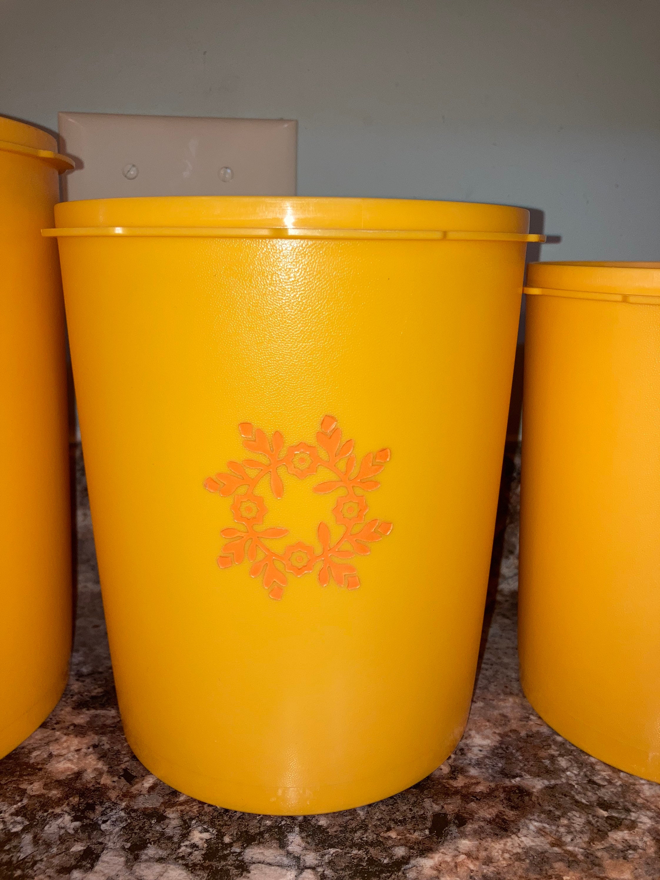 Vintage Golden Yellow Tupperware Canister Set of Four With Lids Retro ...