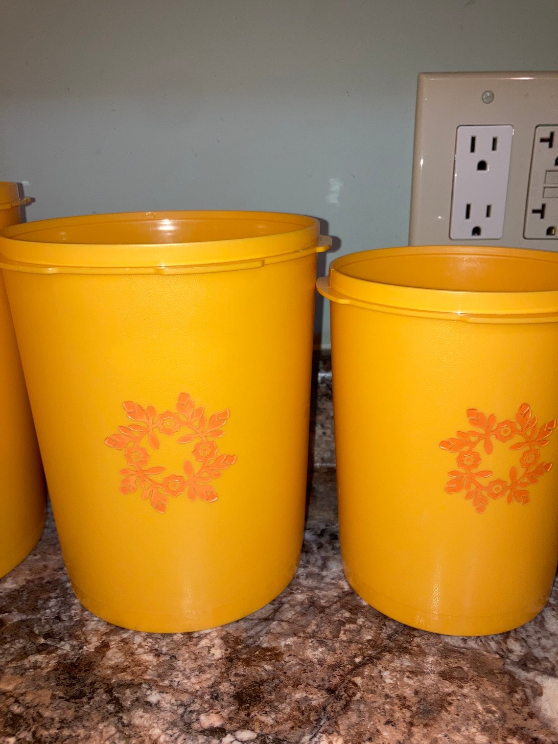 Vintage Golden Yellow Tupperware Canister Set of Four With Lids Retro ...