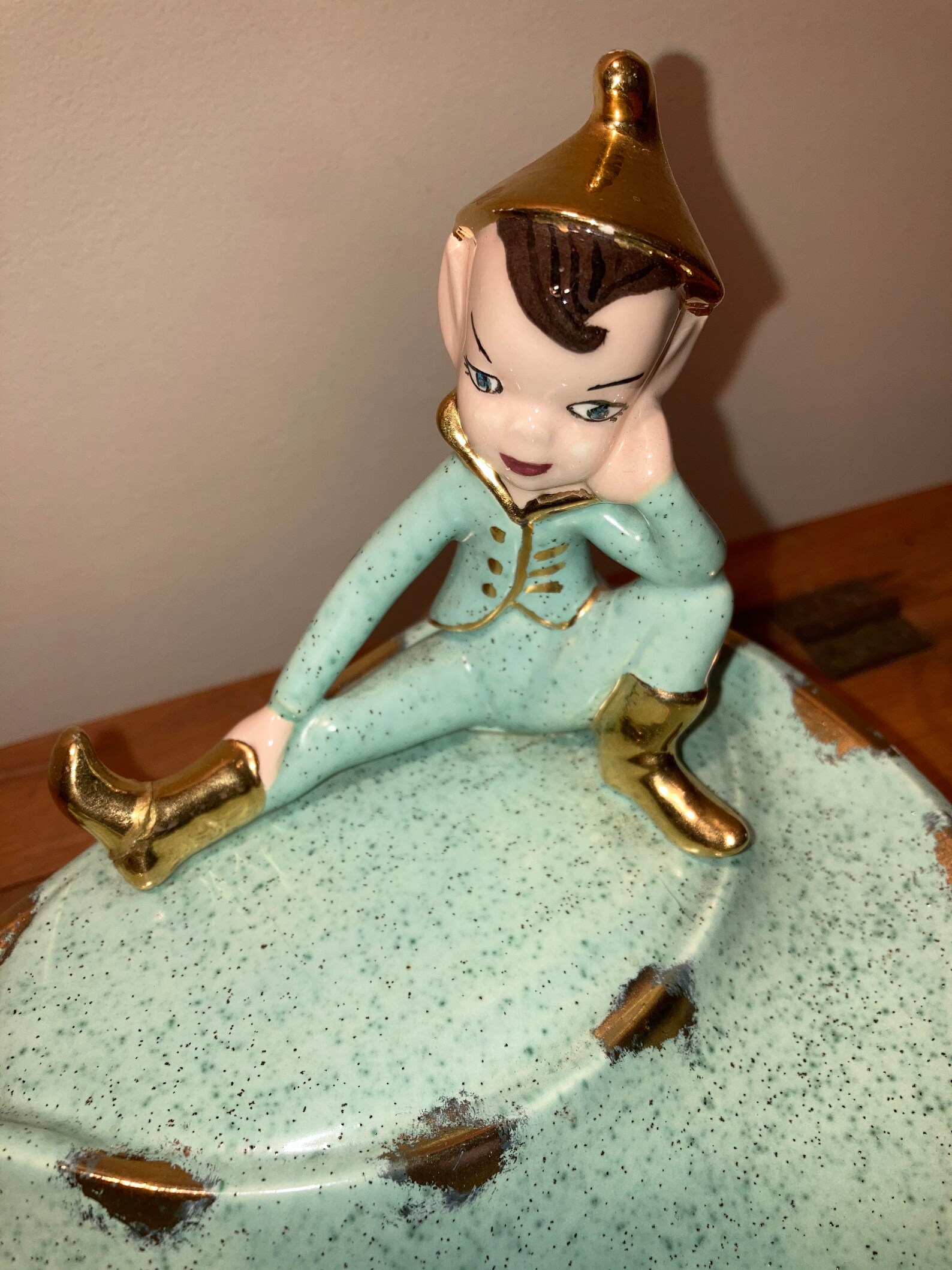 1960s Vintage HTF Pixie Elf Mid Century Ceramic Ashtray Turquoise Light ...