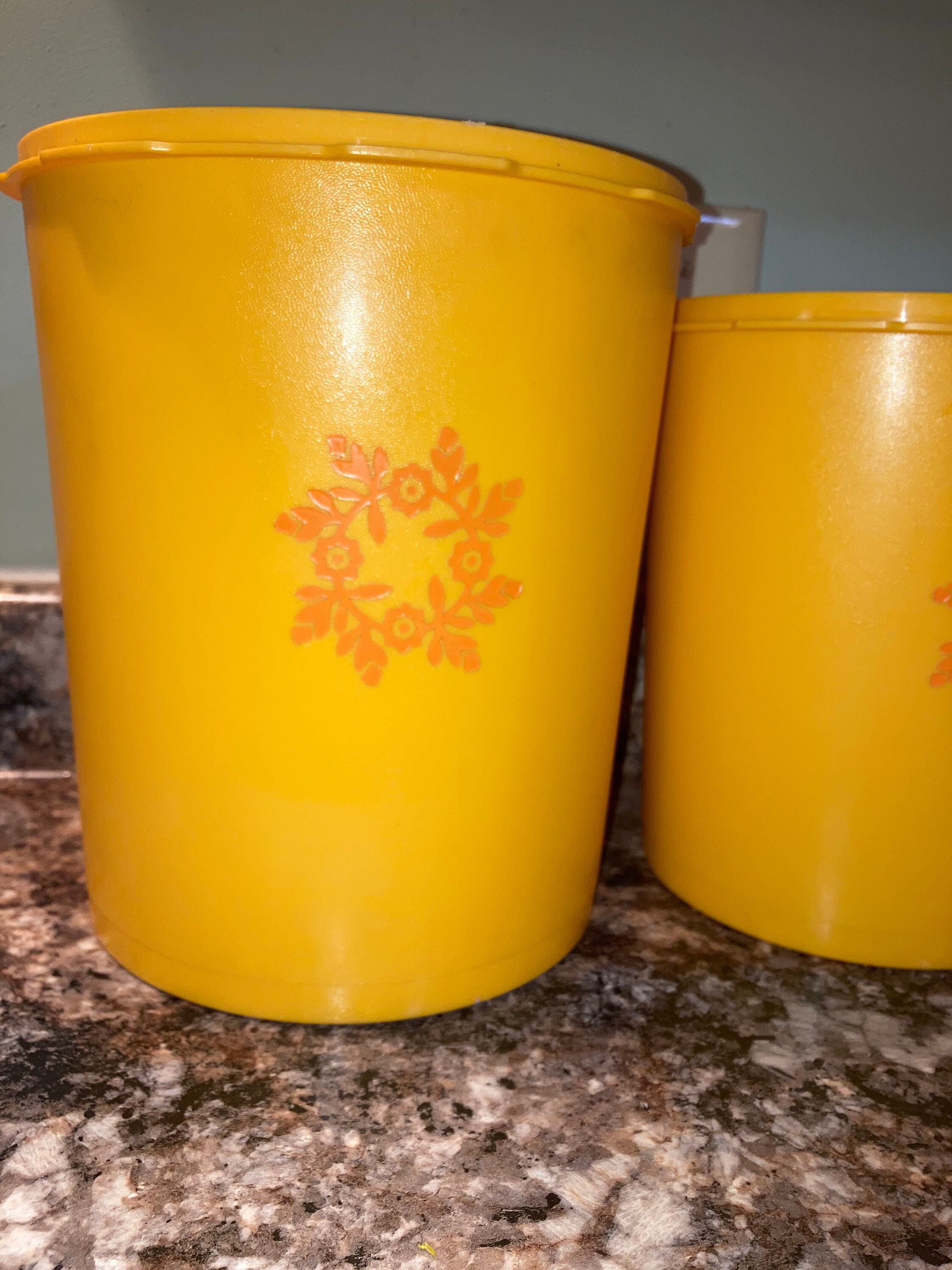 Vintage Golden Yellow Tupperware Canister Set of Four With Lids Retro ...