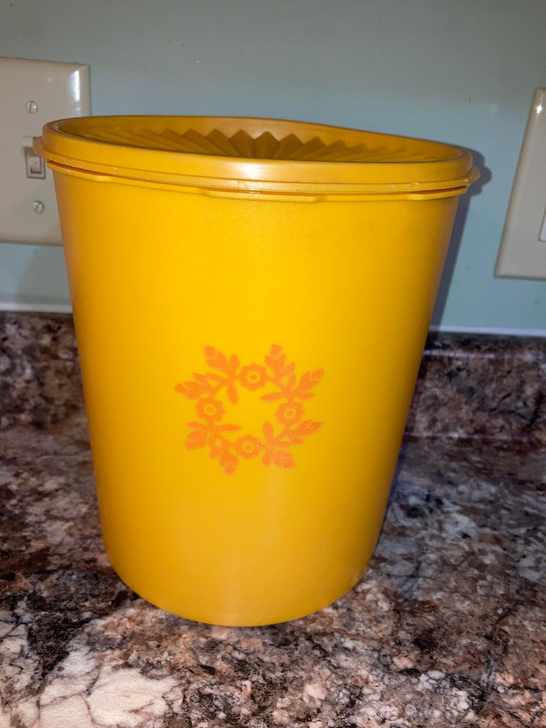 Vintage Golden Yellow Tupperware Canister Set of Four With Lids Retro ...