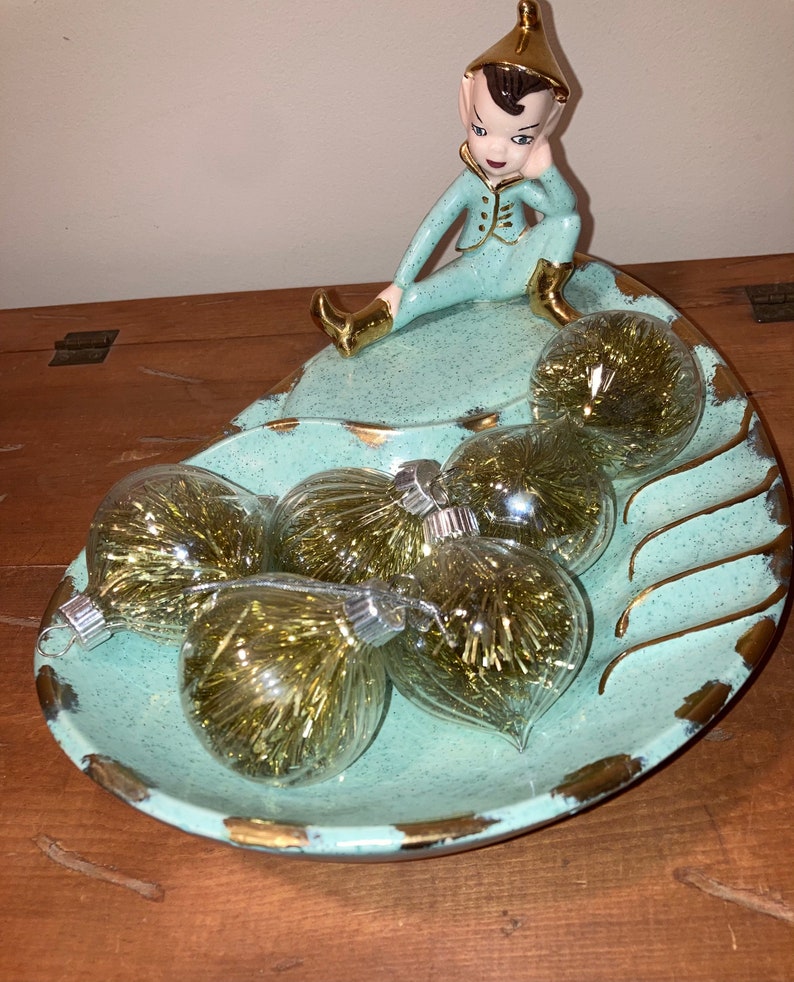 1960s Vintage HTF Pixie Elf Mid Century Ceramic Ashtray Turquoise Light ...