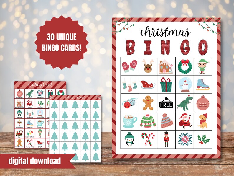 Christmas Bingo, Christmas Bingo Printable, Christmas Bingo Cards, Work ...