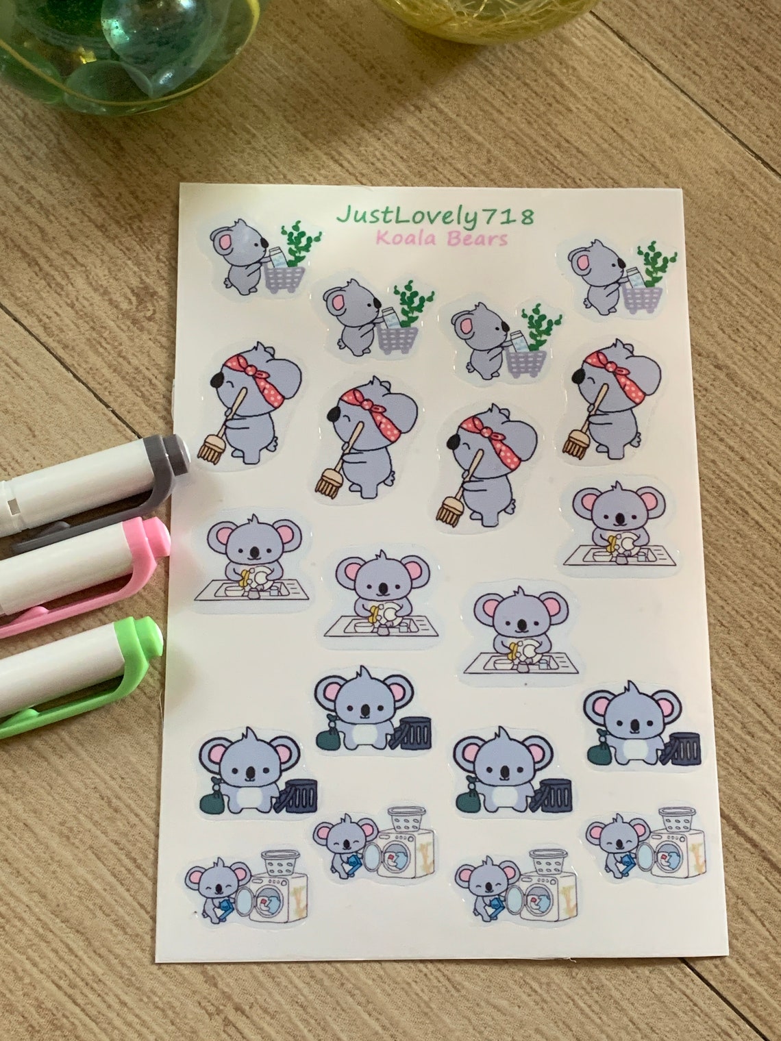 Chores Koala Bear Sticker Sheet Planner Stickers Character - Etsy