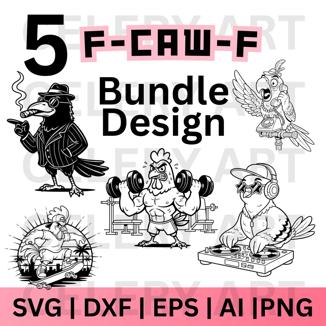 F-CAW-F Vol. 4 — Urban Bird Chaos Svg Bundle | Funny Pigeon & Parrot ...