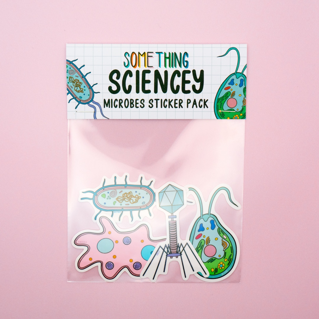 Microbes Sticker Pack - Virus Bacteriophage, Algae, Bacteria, Amoeba ...