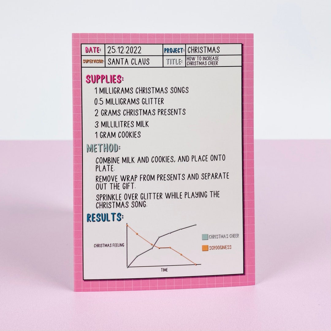 Christmas Chemistry Experiment Funny Card - A6 300GSM Laminated ...