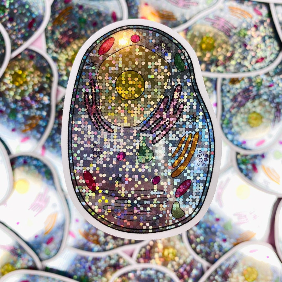 Glitter Animal Cell Diagram Sticker - Biology Sticker, Cell Biology ...