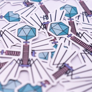 Virus Bacteriophage Waterproof Sticker - Biology, Microbiology,gift for ...