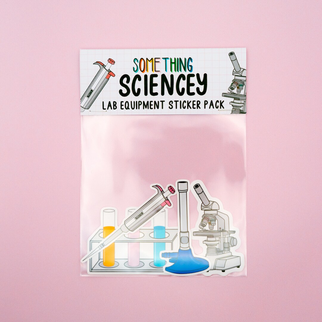 Lab Equipment Sticker Pack Bunsen Burner, Pipette, Test Tube Rack ...