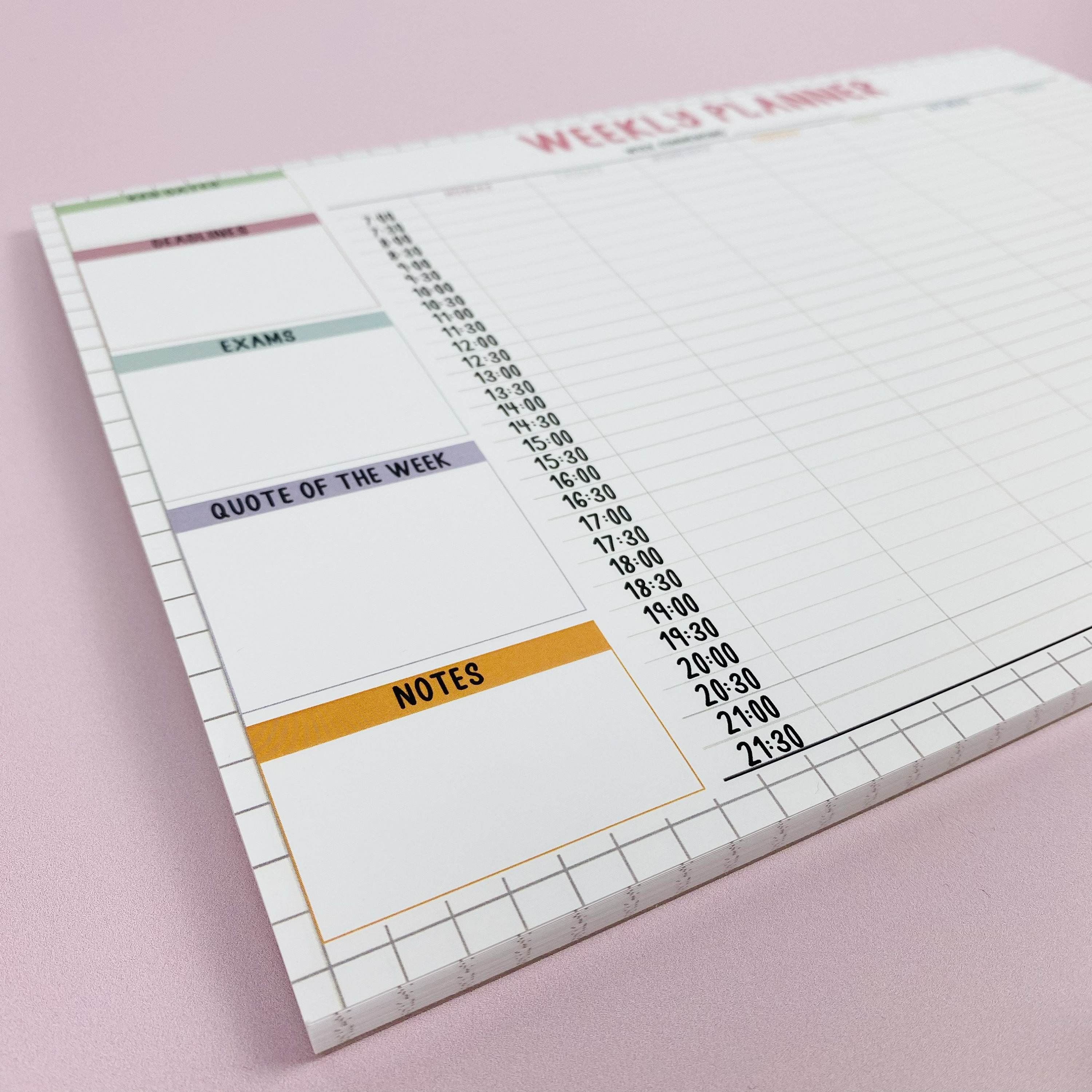 Weekly Planner Pad A4 Colourful Weekly Organisation - Etsy