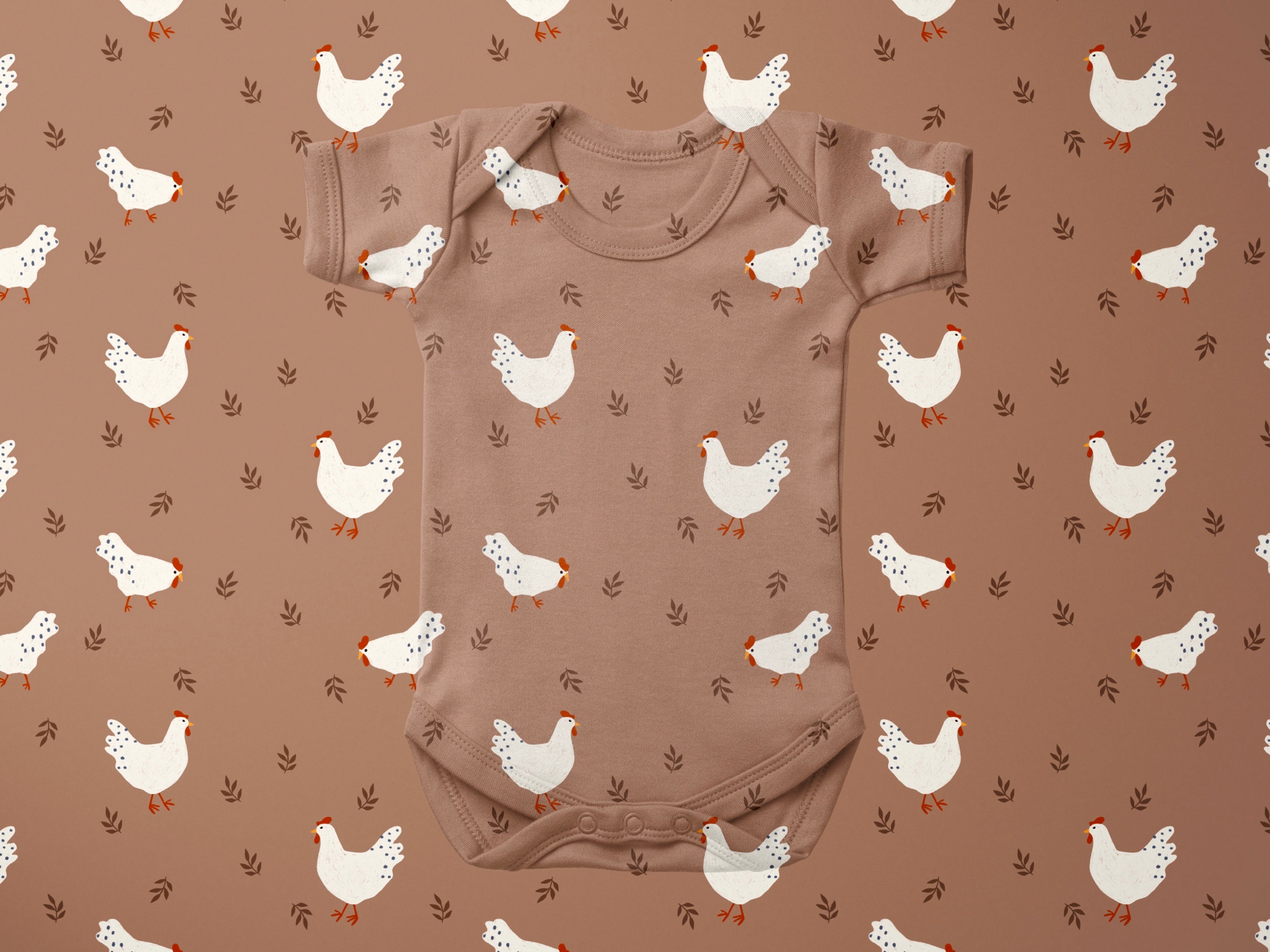 Botanical Chickens, Seamless Pattern, Digital Pattern, Repeat Pattern ...