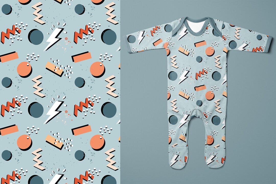 Retro Abstract Blue Seamless Pattern, Digital Pattern, Repeat Pattern ...