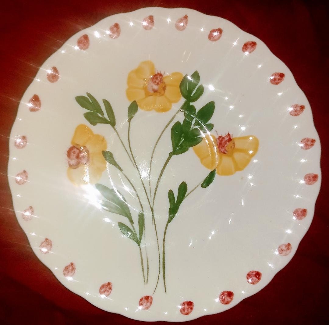 Blue Ridge Hand Painted Yellow Flower Small Plates by Southern ...