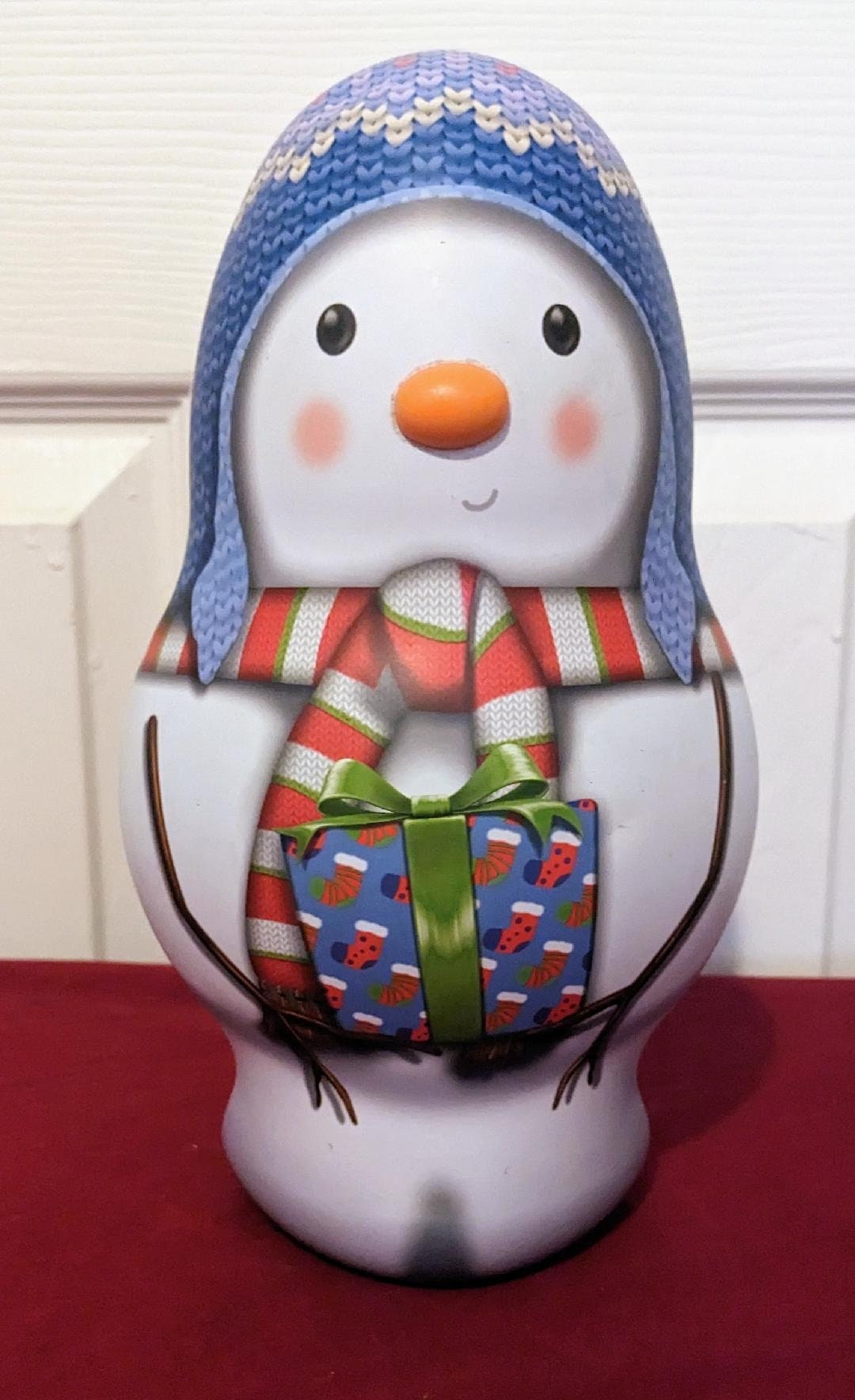 Snowman Shaped Roly Poly Empty Christmas Tin - Etsy