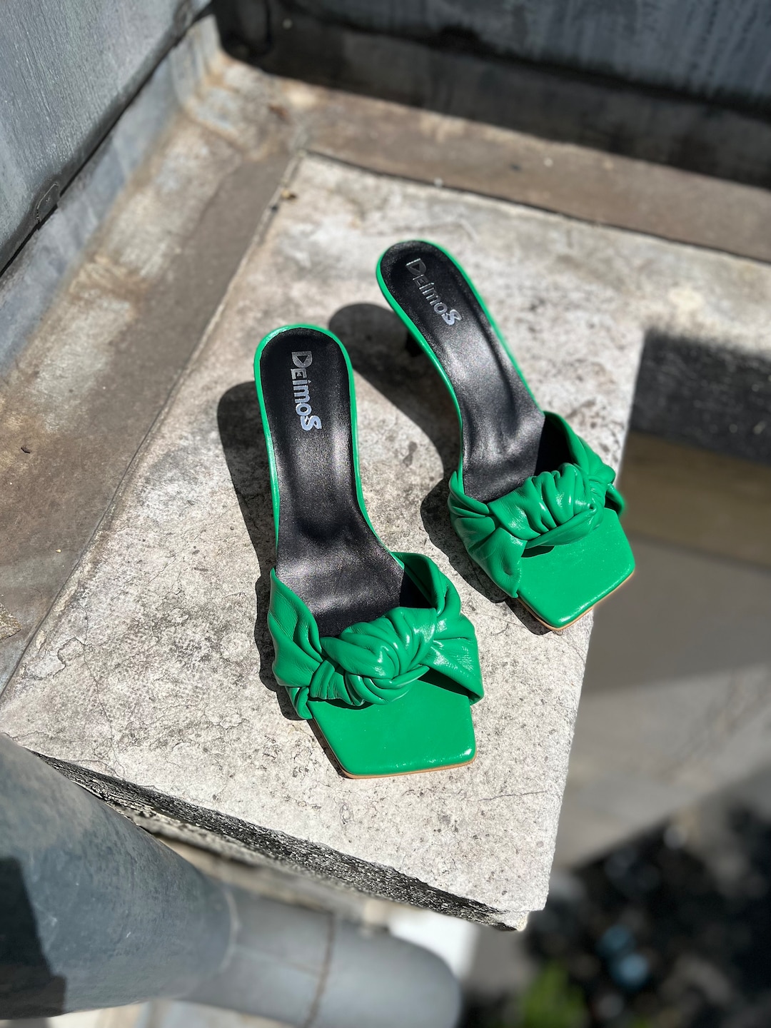 Vivid Green Mules, Emerald Green Shoes, Women Sexy Mules, Resort Shoes ...