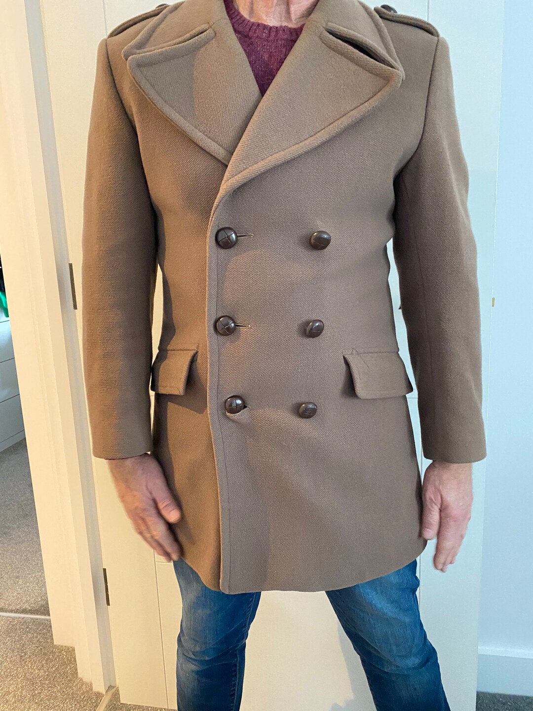 1960s /70s Military Style Camel Pea Coat - Etsy