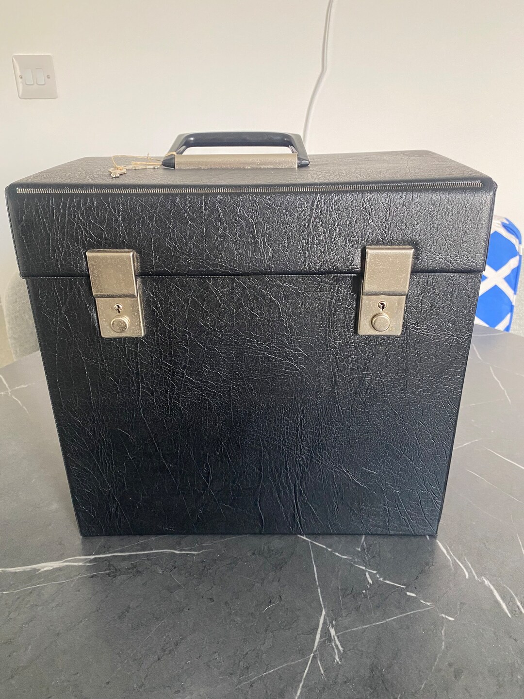 Vintage 1970’s Vinyl Record Storage Case , Finished in Black Grain ...