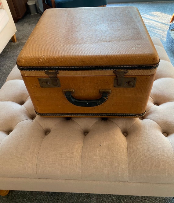 vintage square tweed suitcase - Gem