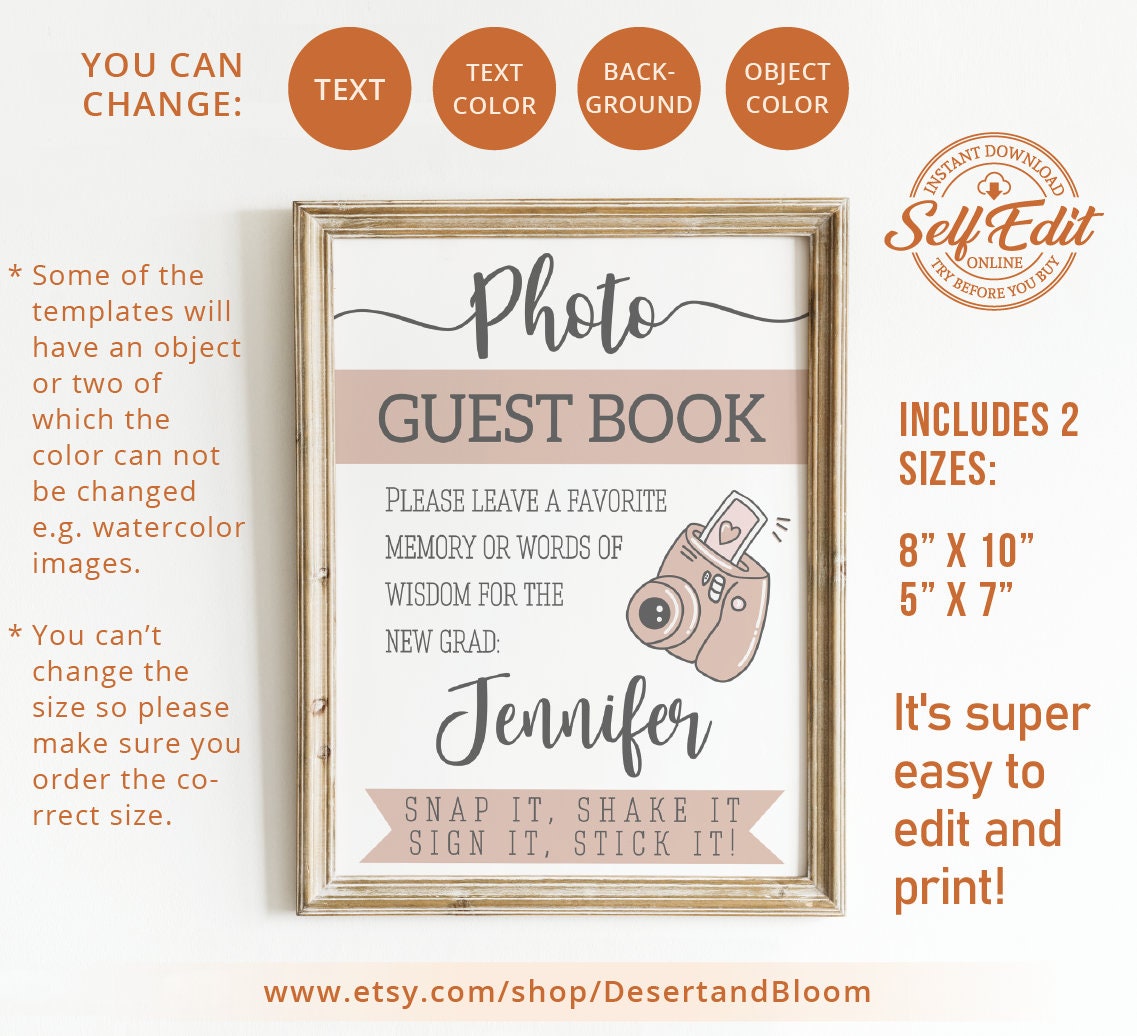 Grad Party Guest Book - Graduation Polaroid Guest Book - Photo Guest ...