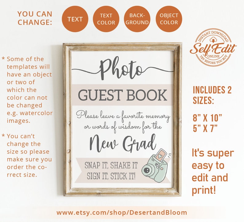Grad Party Guest Book - Graduation Polaroid Guest Book - Photo Guest ...