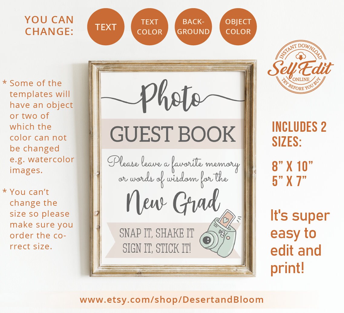 Grad Party Guest Book - Graduation Polaroid Guest Book - Photo Guest ...