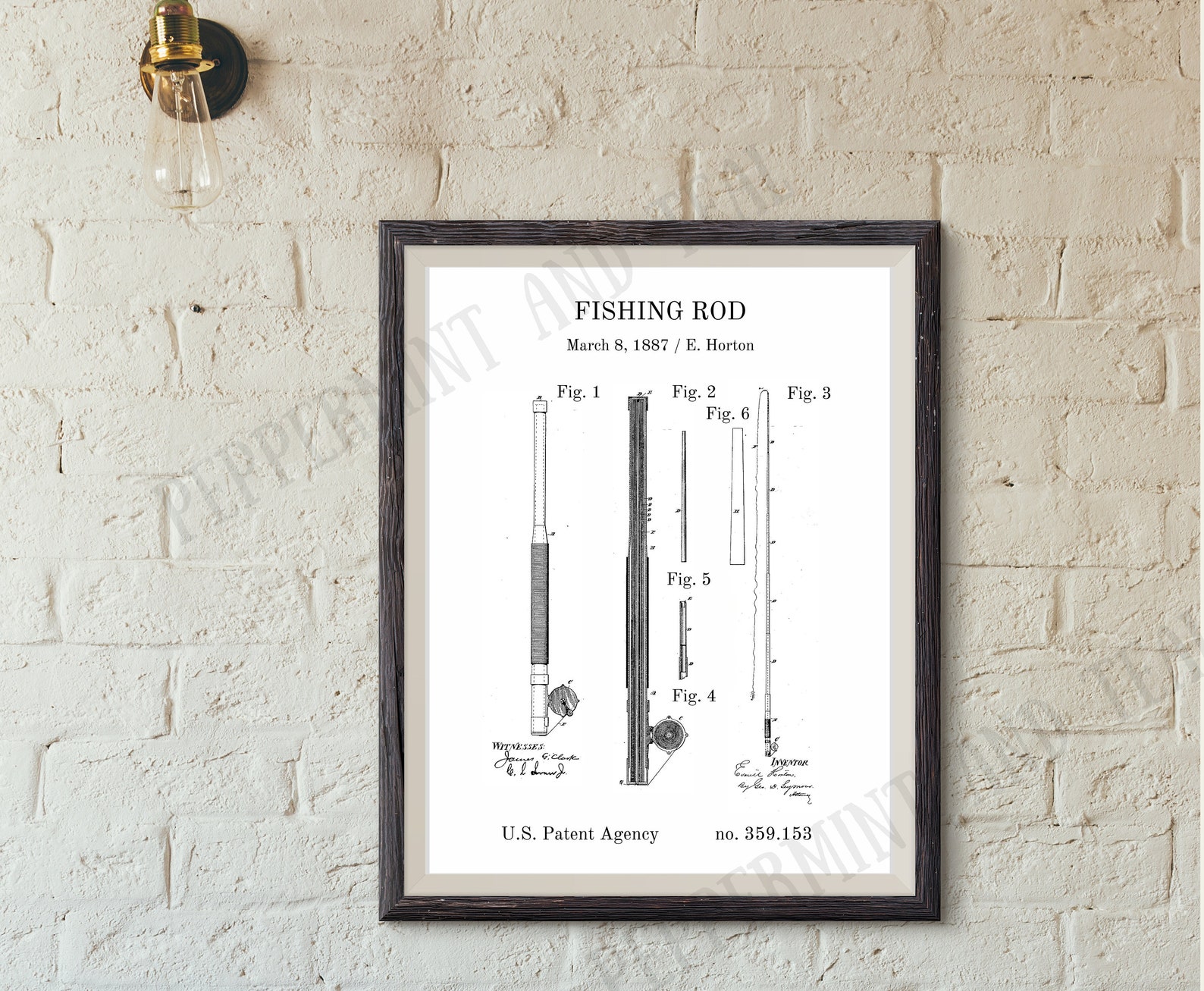 Original Fishing Rod Patent Wall Art, Instant Digital Download File ...