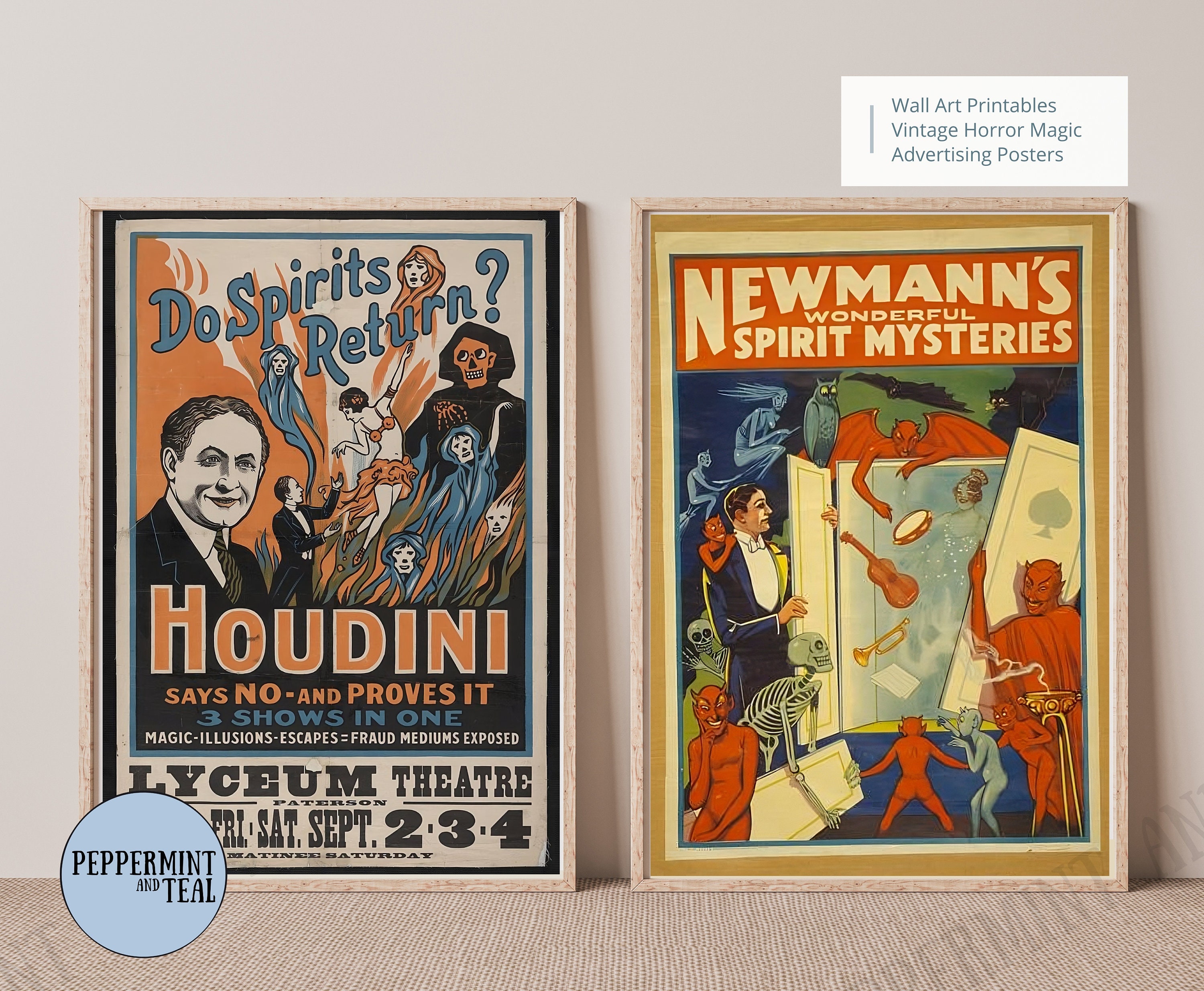Vintage Horror Advert Posters, Art Set of Two Prints, JPEG Digital ...