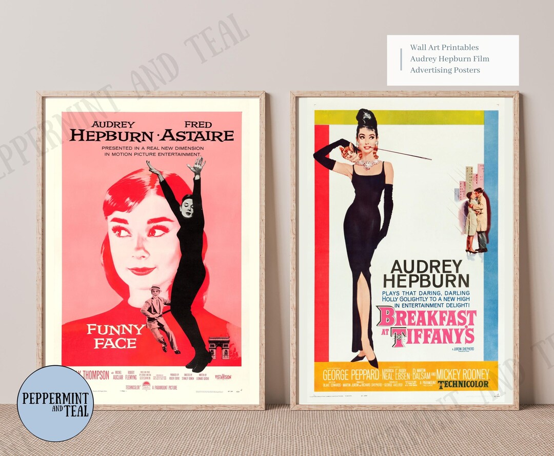 Vintage Audrey Hepburn Film Poster Set: Printable Wall Art (JPEG ...