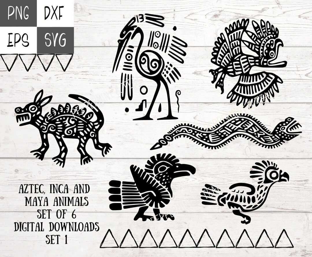Inca, Maya and Aztec Set of Animals: SVG, PNG (transparent) EPS ...