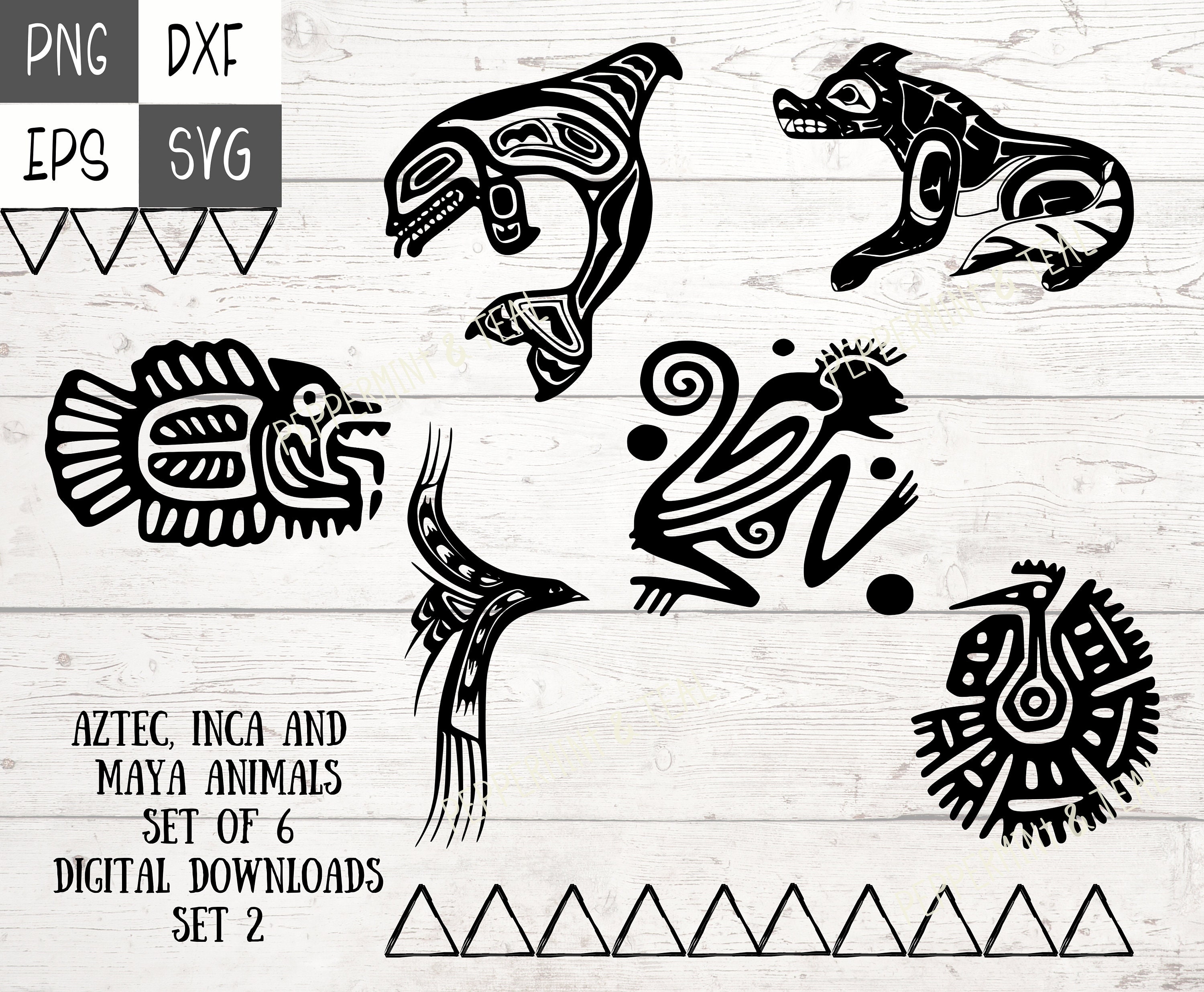 Inca, Maya and Aztec Set of Animals Set 2: SVG, PNG (transparent) EPS ...