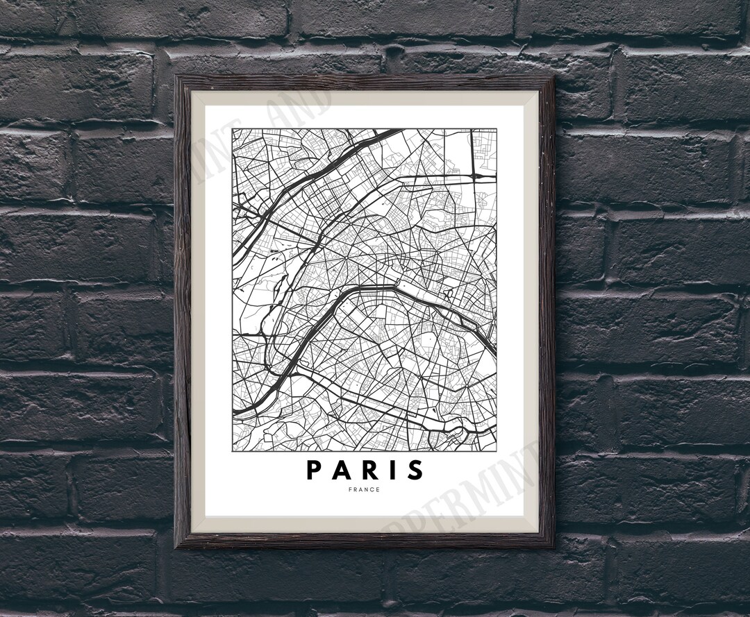 Minimalist Paris Map Art: Black and White Scale (digital Download) - Etsy