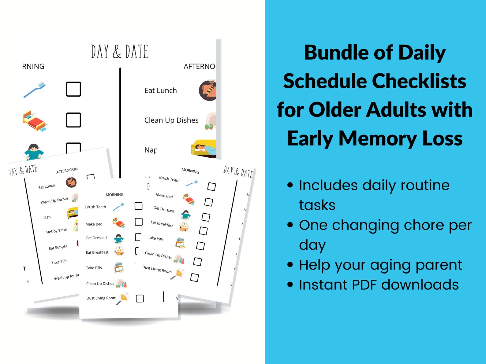 Daily Schedule Checklist for Early Memory Loss - Bundle of Downloads ...