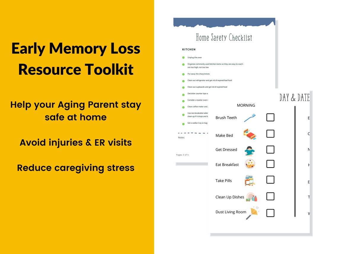 Early Memory Loss Download Bundle: Daily Schedule Checklists, Family ...
