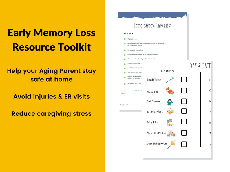 Early Memory Loss Download Bundle: Daily Schedule Checklists, Family ...