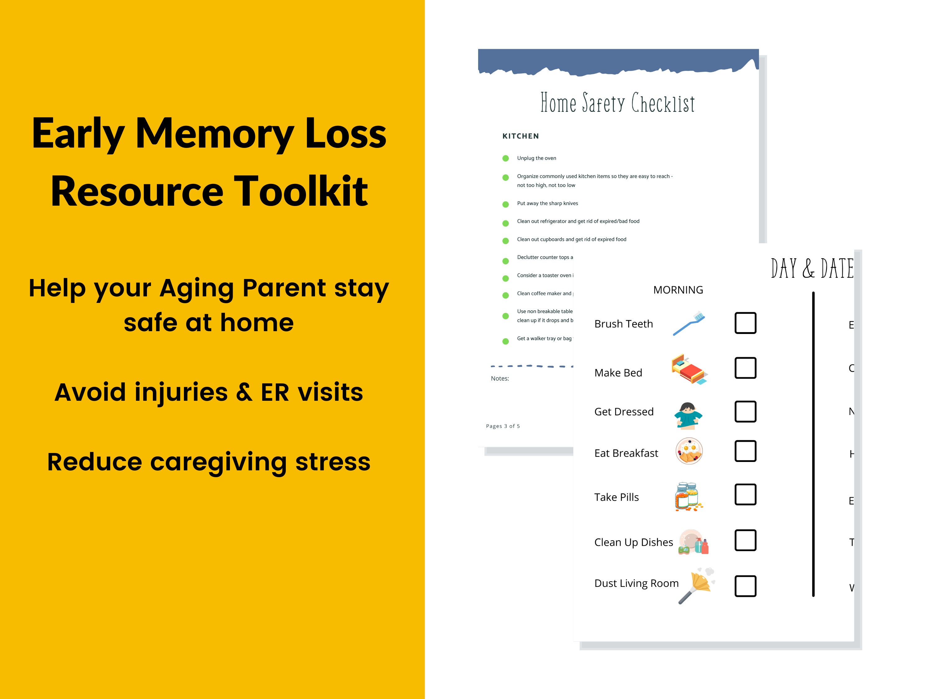 Early Memory Loss Download Bundle: Daily Schedule Checklists, Family ...
