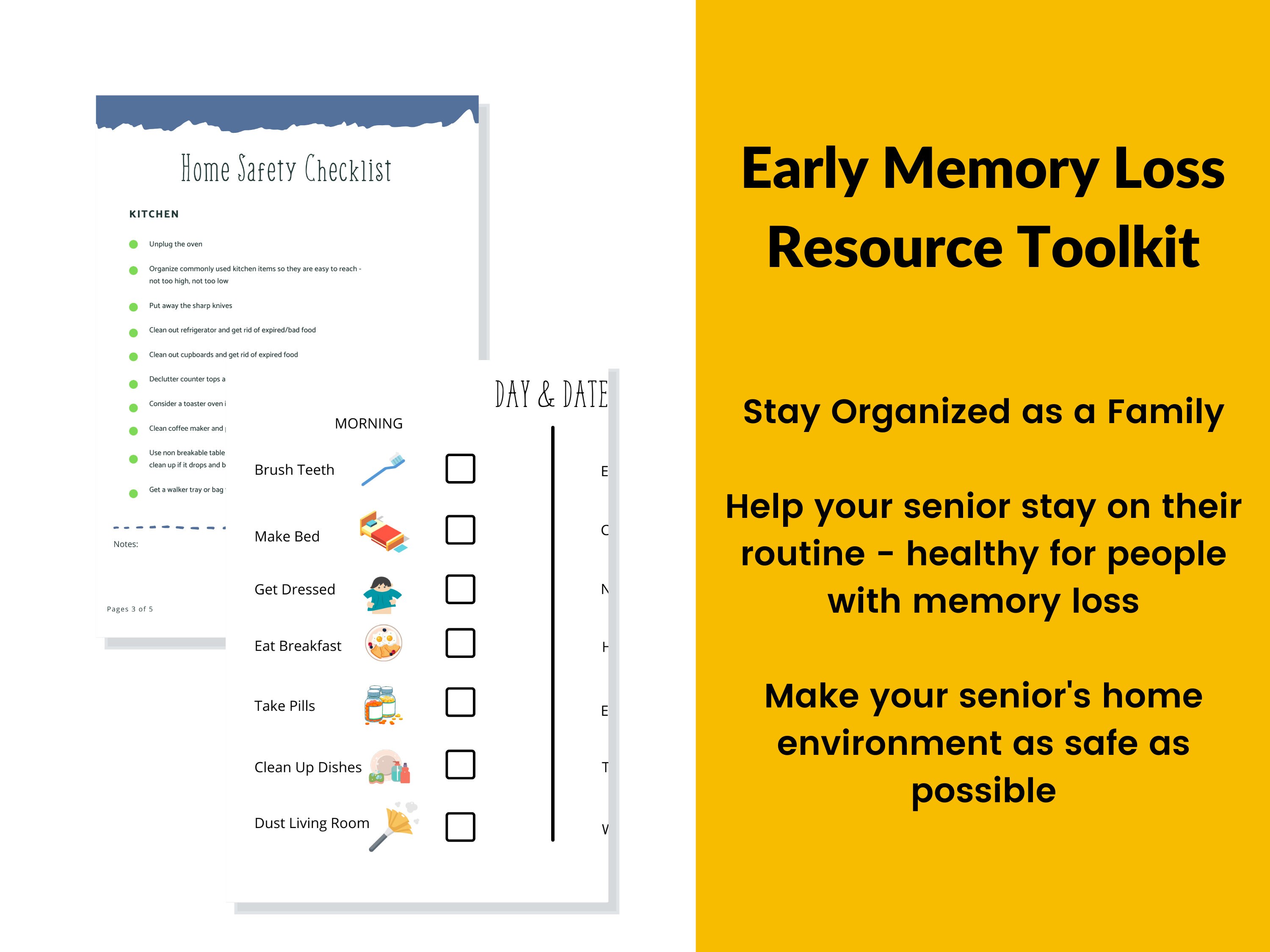 Early Memory Loss Download Bundle: Daily Schedule Checklists, Family ...