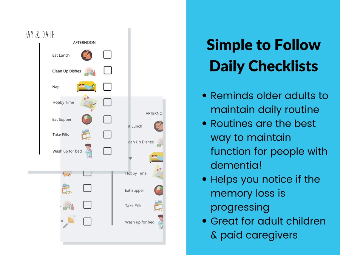 Daily Schedule Checklist for Early Memory Loss Bundle of Downloads - Etsy