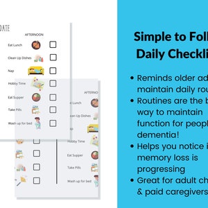 Daily Schedule Checklist for Early Memory Loss - Bundle of Downloads ...