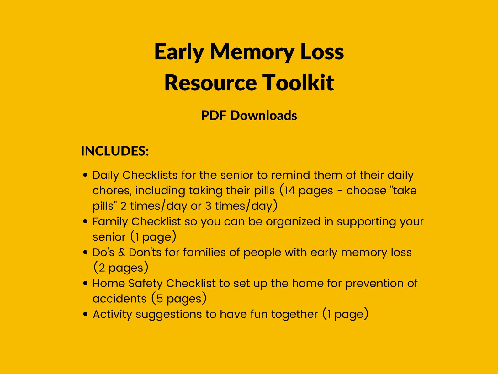 Early Memory Loss Download Bundle: Daily Schedule Checklists, Family ...