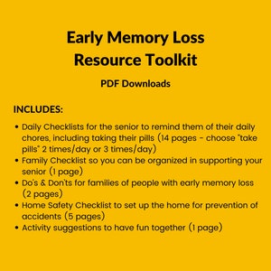 Early Memory Loss Download Bundle: Daily Schedule Checklists, Family ...