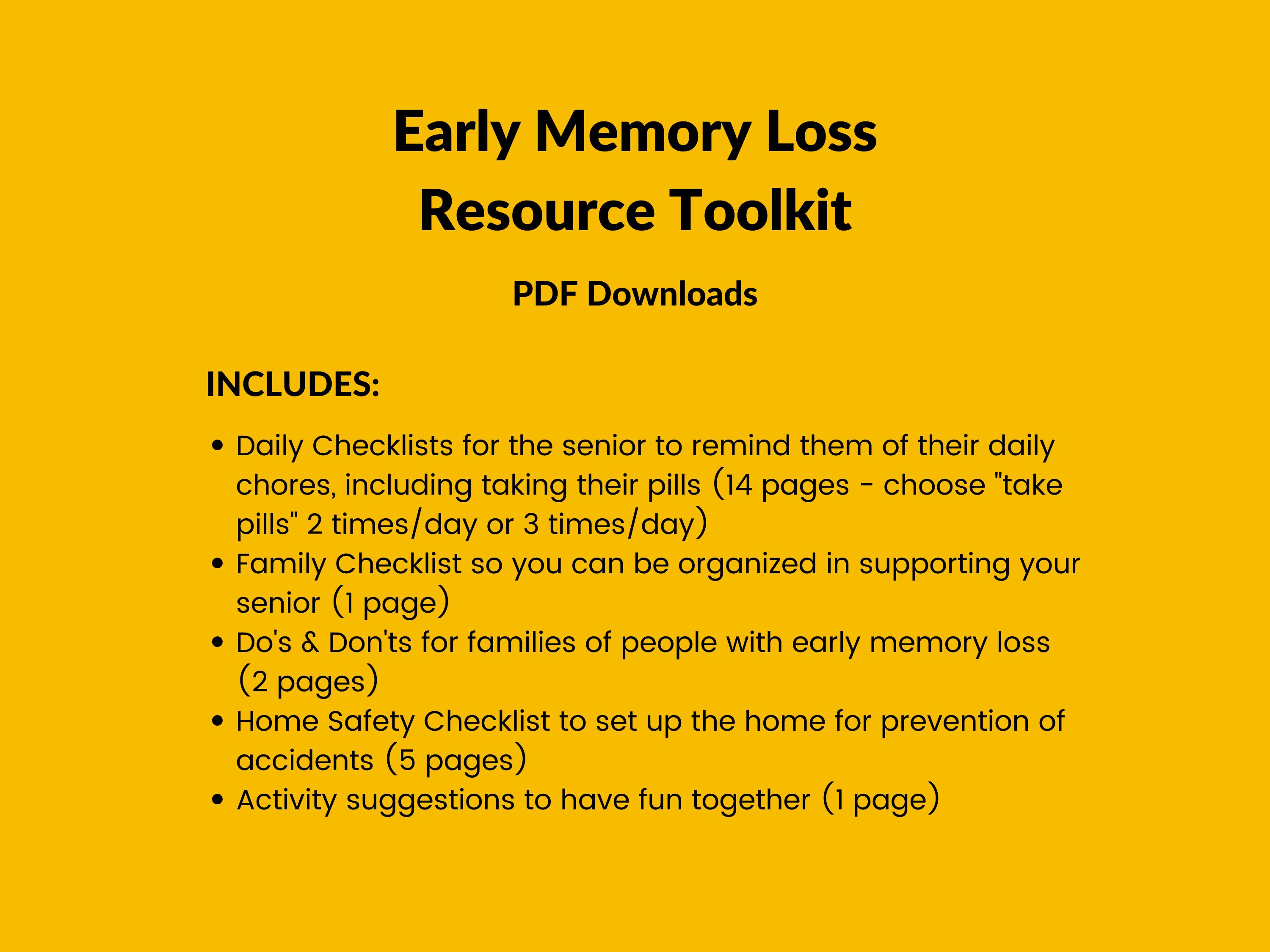 Early Memory Loss Download Bundle: Daily Schedule Checklists, Family ...