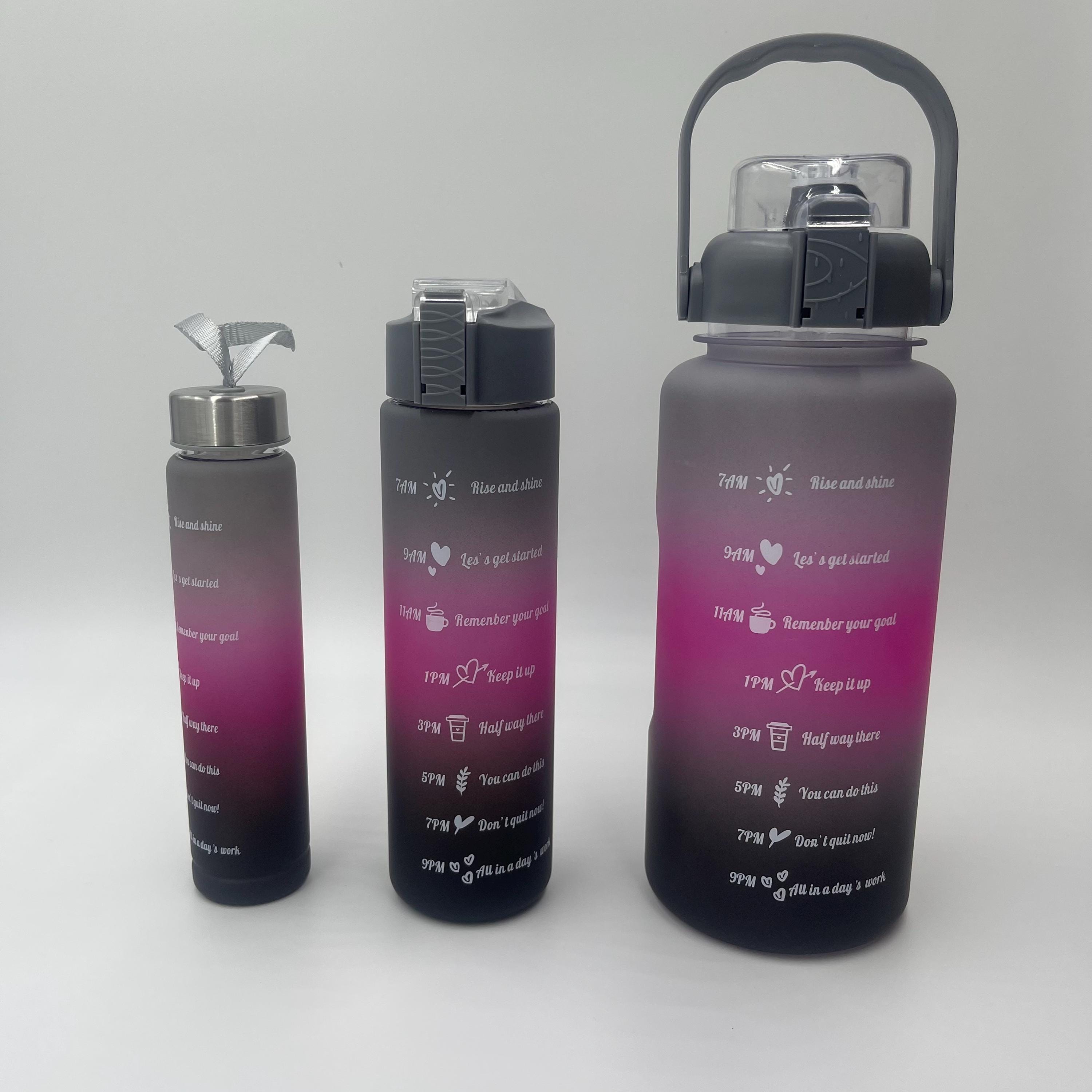 Pack of 3 Bottles Half Gallon 64oz Motivational Water Bottle With Straw Time Marker BPA Free for ...