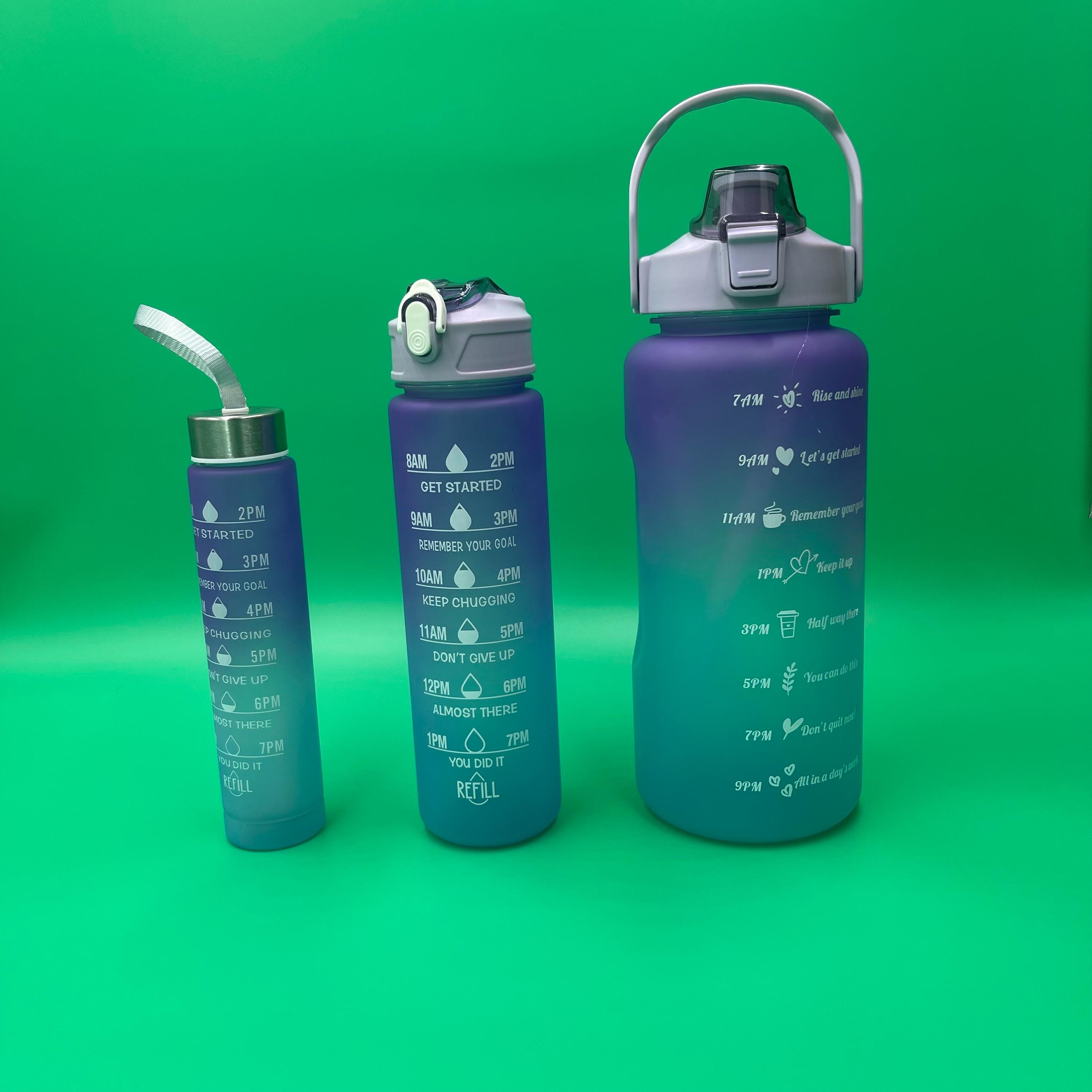 Pack of 3 Bottles Half Gallon 64oz Motivational Water Bottle With Straw Time Marker BPA Free for ...