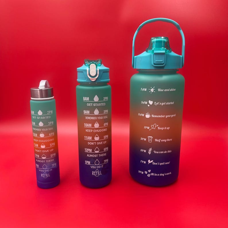 Pack of 3 Bottles Half Gallon 64oz Motivational Water Bottle With Straw Time Marker BPA Free for ...