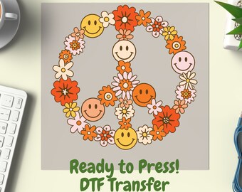 Floral Peace DTF Transfer Ready to Press Direct to Film Cold Peel ...